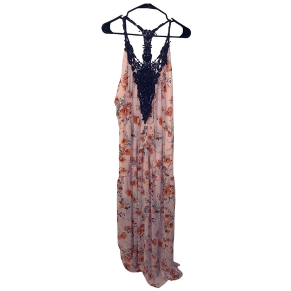 skylar + Jade | Dresses | Skylar Jade Light Pink Floral Chiffon Tiered ...